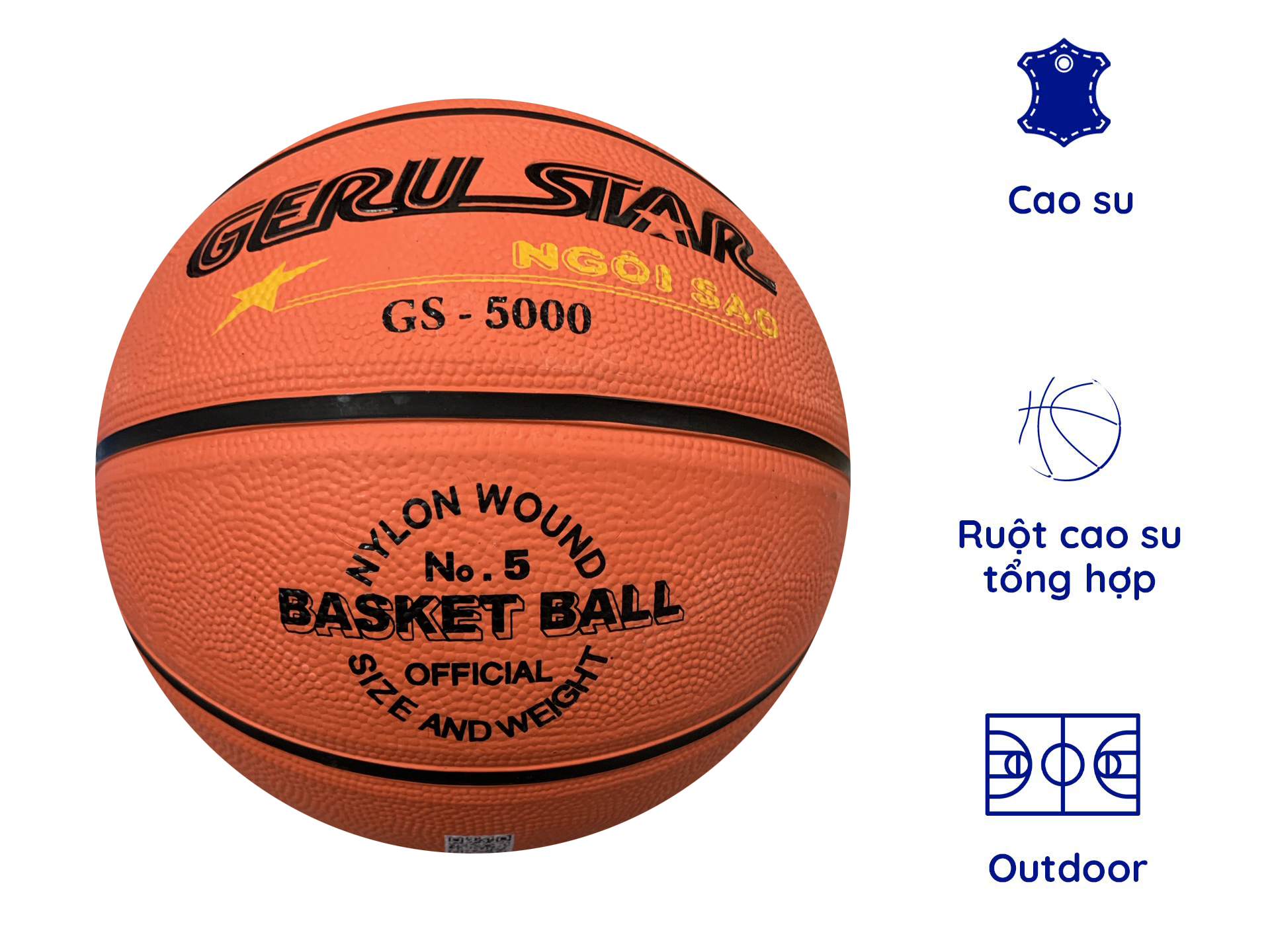 Quả Geru Cao Su Cam GS-5000 - Banh bóng rổ trẻ em giá rẻ | YouSport